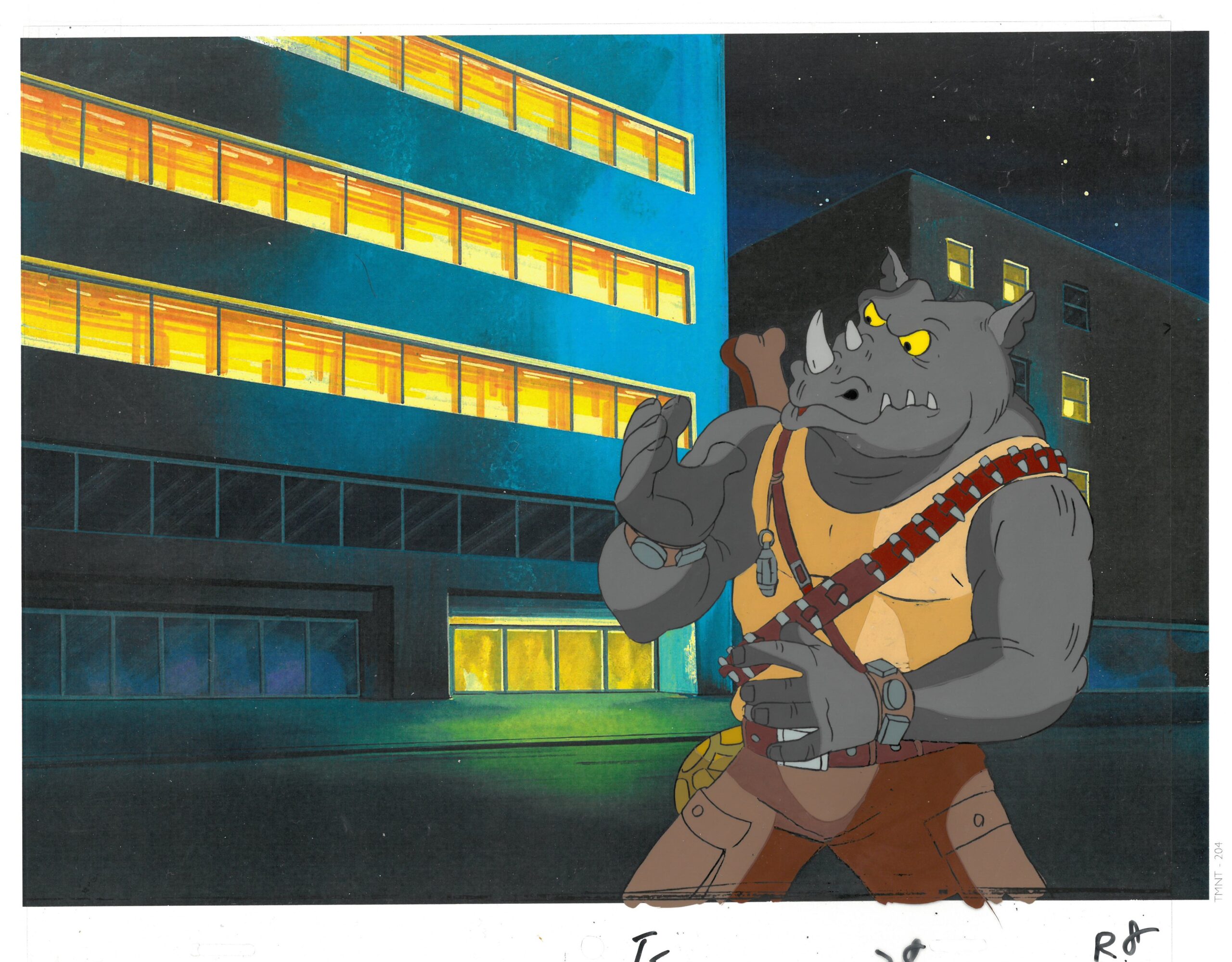 Rocksteady of TMNT Turtles - Original Production Cel - Classic Moments