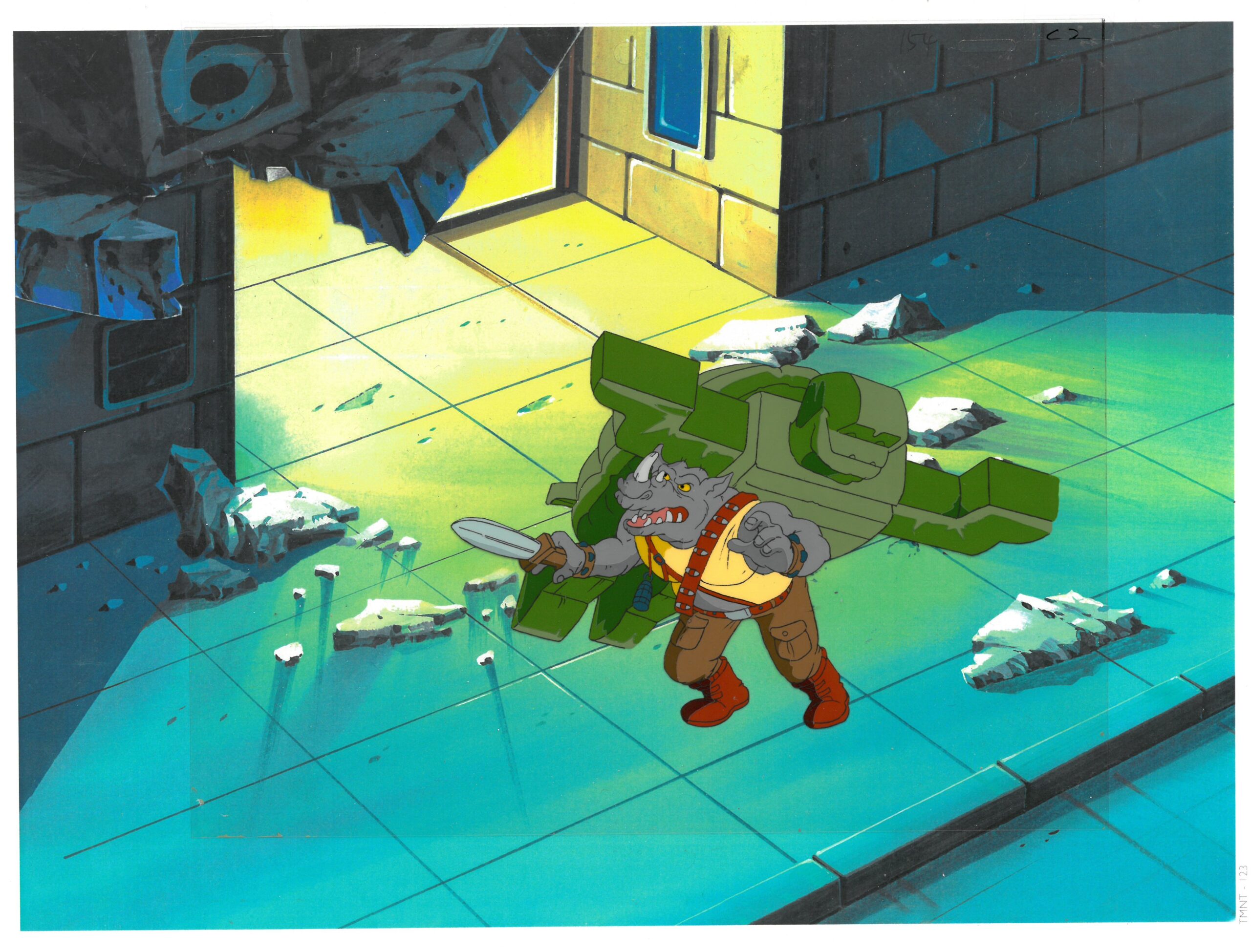 Rocksteady of TMNT Turtles - Original Production Cel - Classic Moments