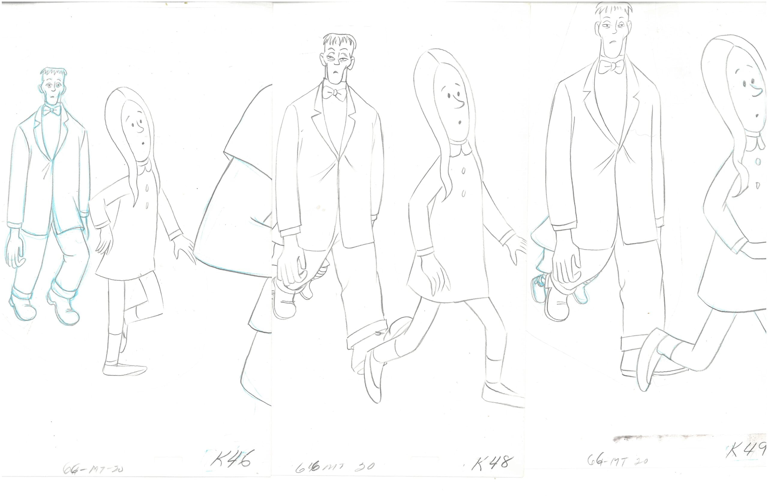 Addams Family - 3 Original Production Drawings - 1973 - Classic Moments