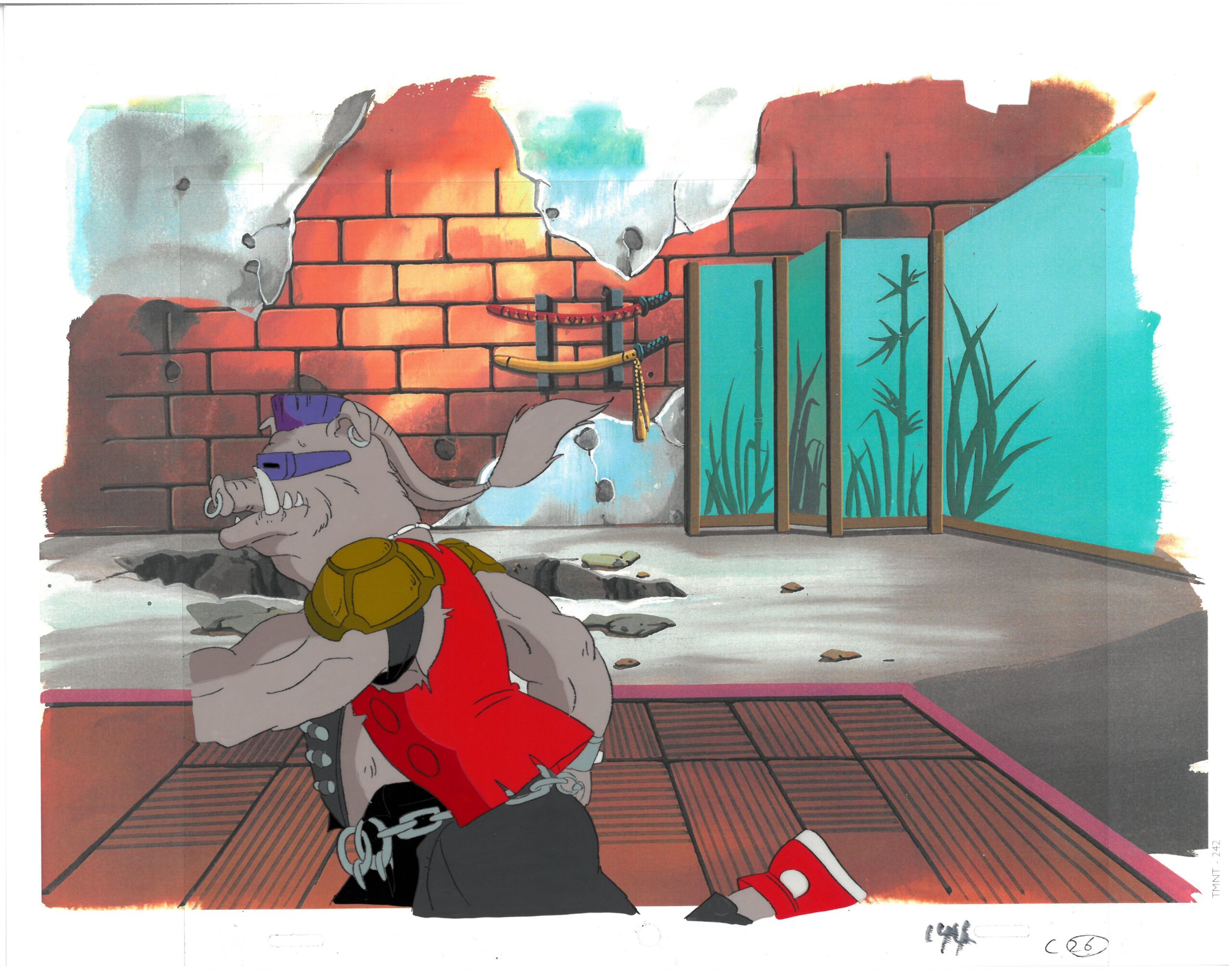 A TMNT Original Production Cel with Bebop - Classic Moments