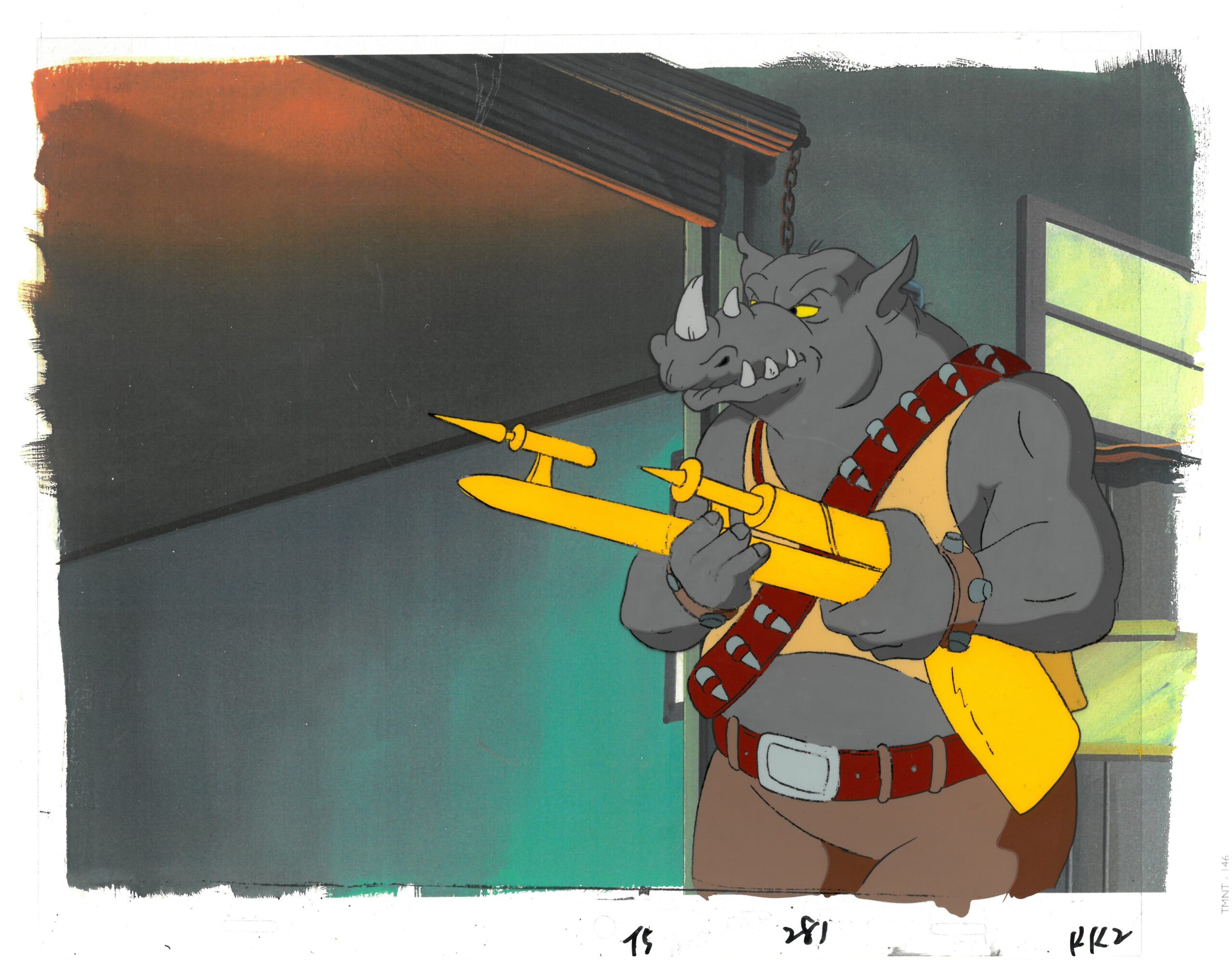 A TMNT Original Production Cel with Rocksteady - Classic Moments