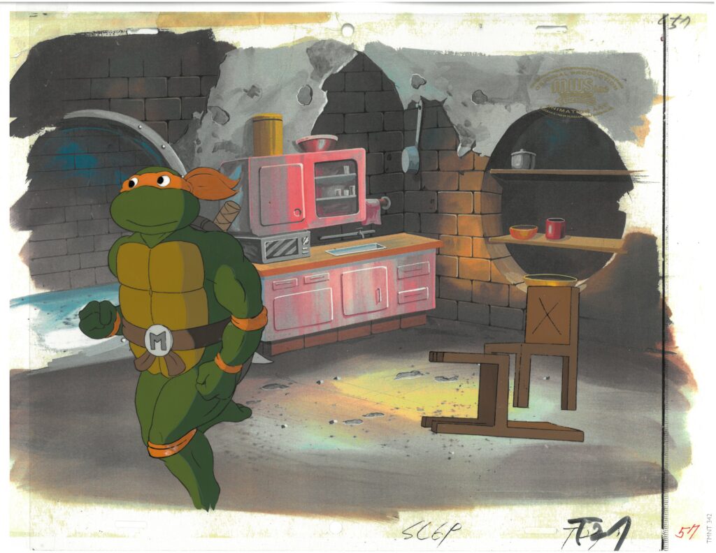 A TMNT Original Production Cel/Drawing with Michelangelo with Official ...