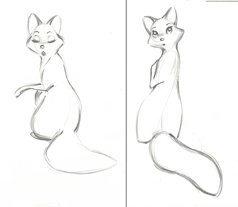 Vixey - 2 Original Production Drawings from the Walt Disney 1981 Movie ...