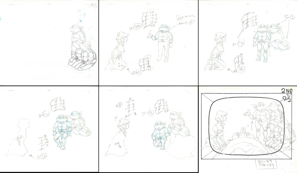 6 TMNT Original Production Drawings - April, Raphael, Leonardo ...