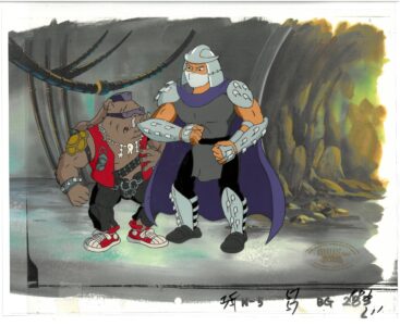 A TMNT Original Production Cel of Shredder & Bebop with MWS Seal ...