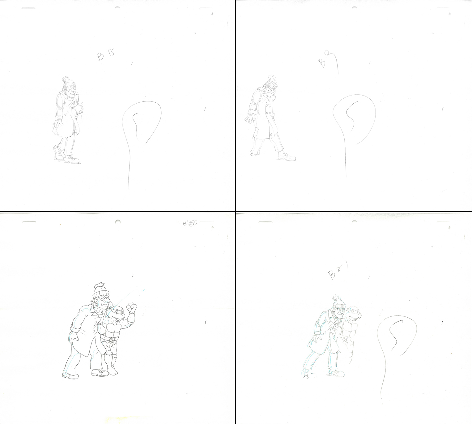 4 TMNT Original Production Drawings - Featuring Leonardo - Classic Moments
