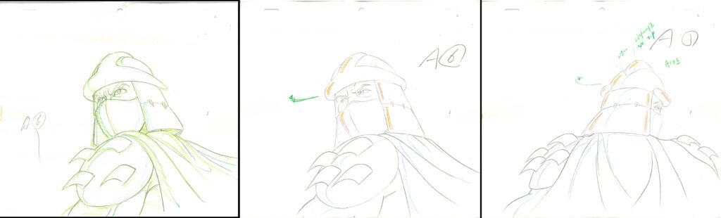 3 TMNT Original Production Drawings - Featuring Shredder - Classic Moments