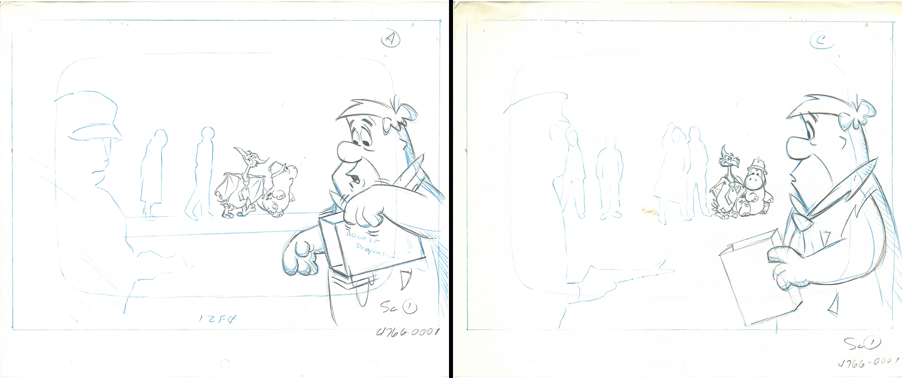 Flintstones -2 Original Production Drawings-Fred Flintstone - Classic ...